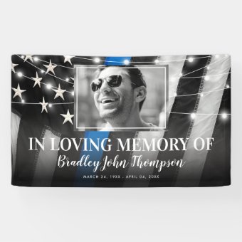 Police Officer Memorial | Thin Blue Line Banner | Zazzle