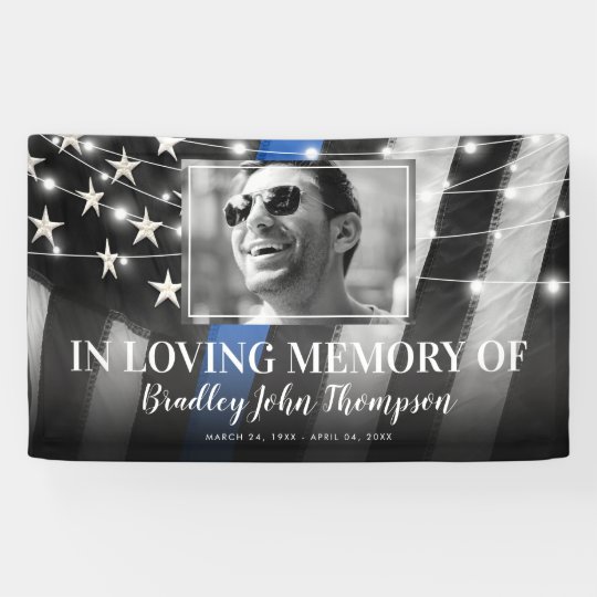 Police Officer Memorial | Thin Blue Line Banner | Zazzle.com