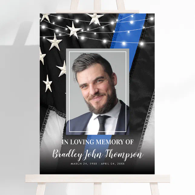 Police Officer Memorial | Thin Blue Line Foam Board | Zazzle