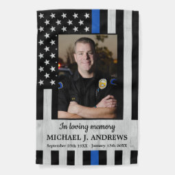 Police Officer Memorial Thin Blue Line Garden Flag | Zazzle