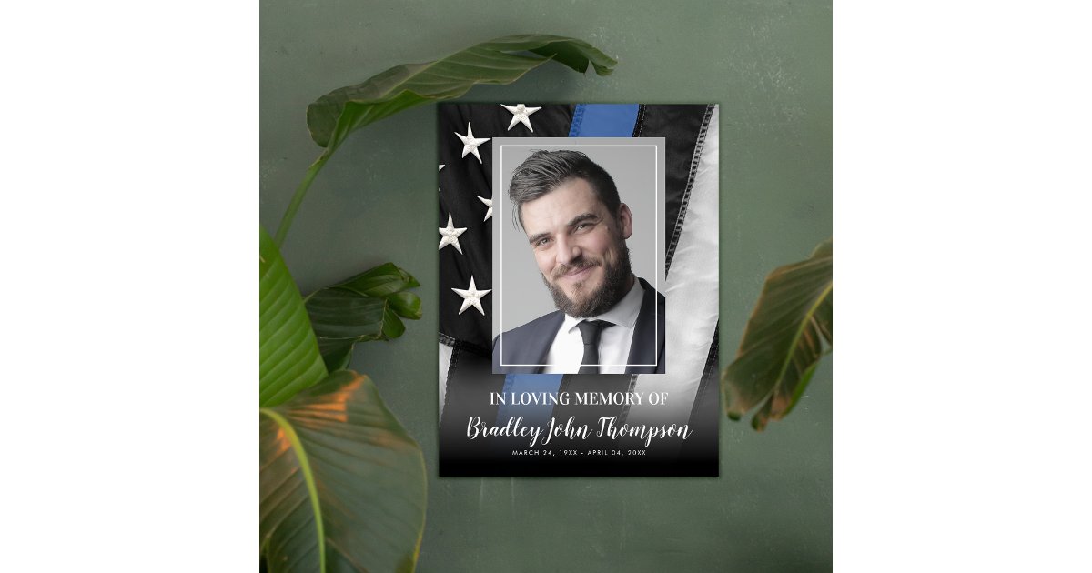 Police Officer Memorial | Thin Blue Line Poster | Zazzle