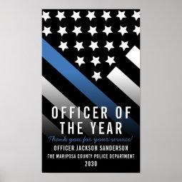 Police Officer of the Year Employee Appreciation Poster | Zazzle