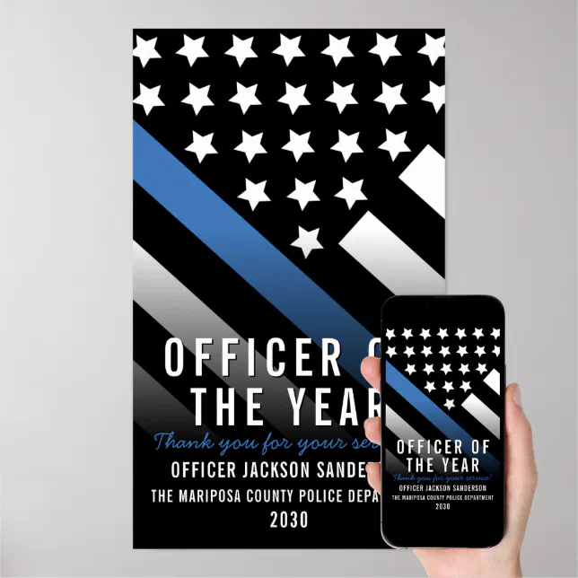 Police Officer of the Year Employee Appreciation Poster | Zazzle