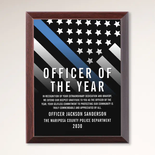Police Officer of the Year Employee Recognition Award Plaque | Zazzle