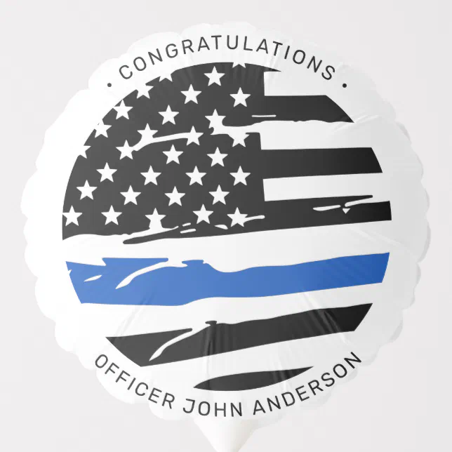 Police Officer Party Thin Blue Line Congratulation Balloon | Zazzle