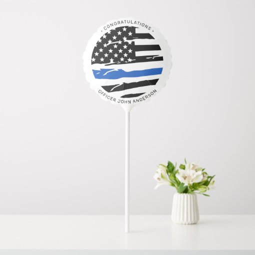 Police Officer Party Thin Blue Line Congratulation Balloon | Zazzle