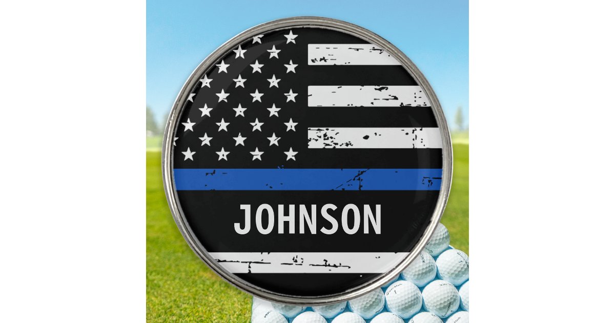 Police Officer Personalized Name Thin Blue Line Golf Ball Marker | Zazzle