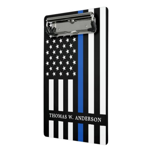Police Officer Personalized Name Thin Blue Line Mini Clipboard | Zazzle