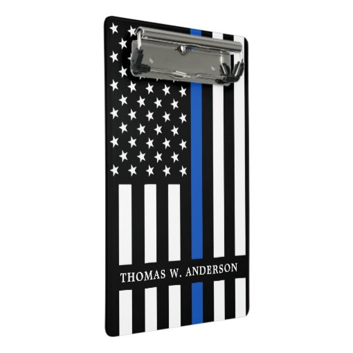 Police Officer Personalized Name Thin Blue Line Mini Clipboard | Zazzle