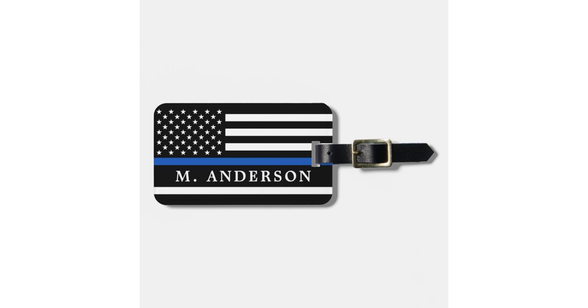 Police Officer Personalized Thin Blue Line Luggage Tag | Zazzle