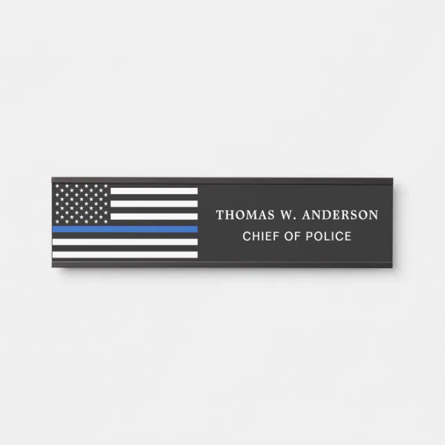 Police Officer Personalized Thin Blue Line Name Door Sign | Zazzle