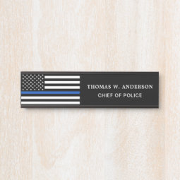 Police Officer Personalized Thin Blue Line Name Door Sign | Zazzle