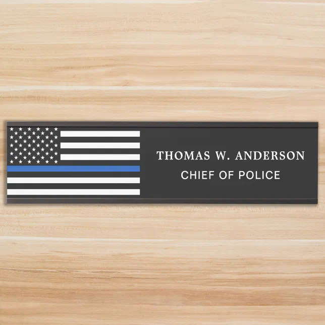 Police Officer Personalized Thin Blue Line Name Door Sign | Zazzle