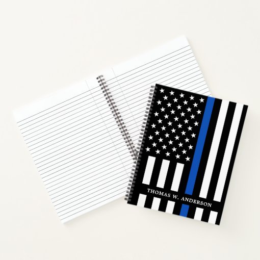 Police Officer Personalized Thin Blue Line Notebook | Zazzle