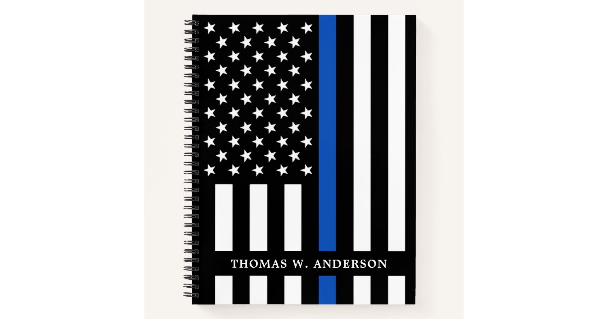 Police Officer Personalized Thin Blue Line Notebook | Zazzle