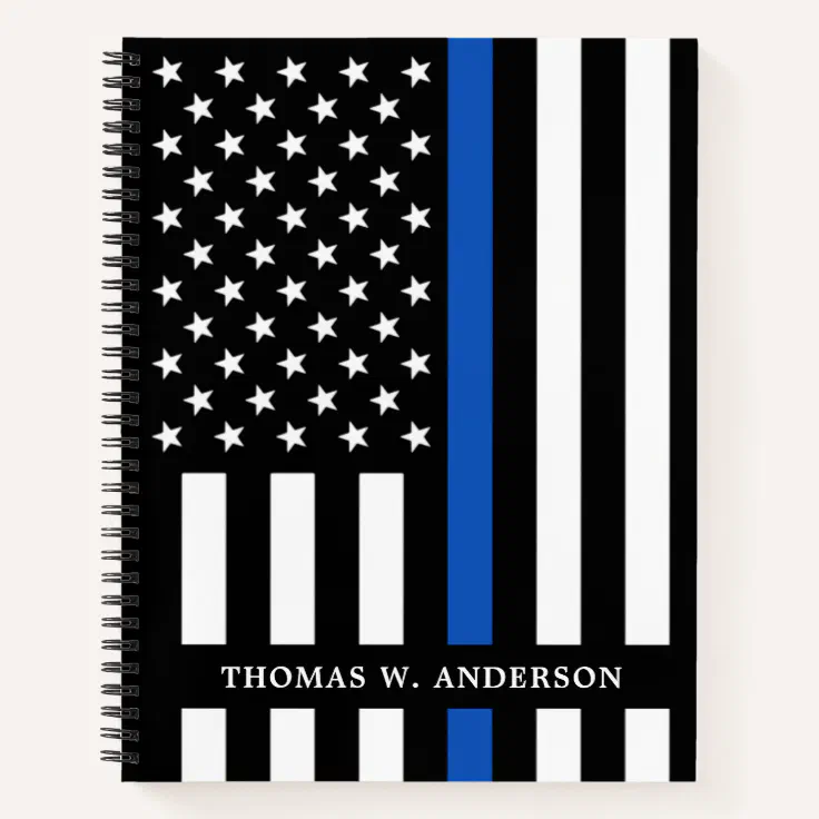 Police Officer Personalized Thin Blue Line Notebook | Zazzle