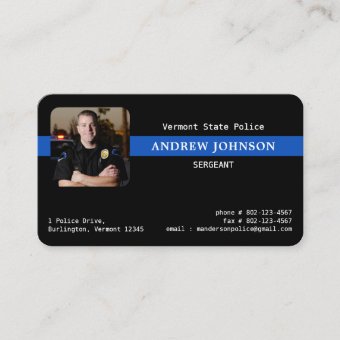 Police Officer Photo Blue Line Law Enforcement Business Card | Zazzle