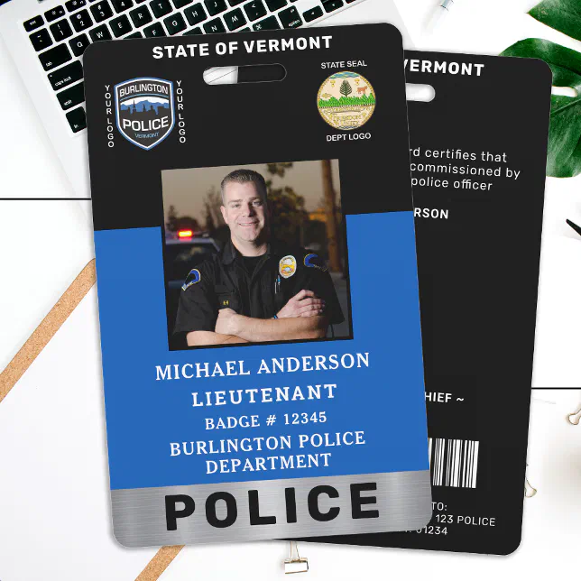 Police Officer Photo Logo Law Enforcement ID Card Badge | Zazzle