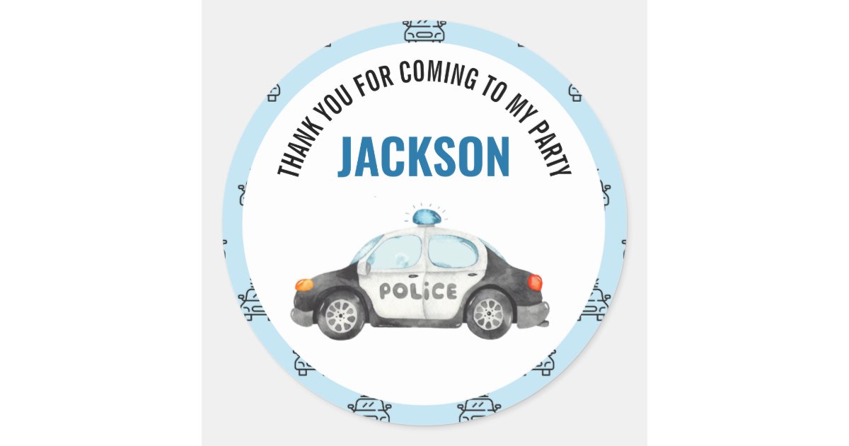 Police Officer Policeman Birthday Party Classic Round Sticker | Zazzle