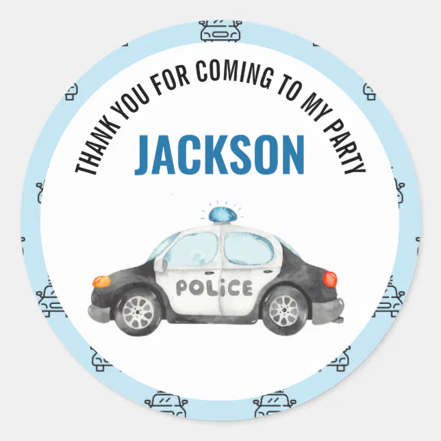 Police Officer Policeman Birthday Party Classic Round Sticker | Zazzle