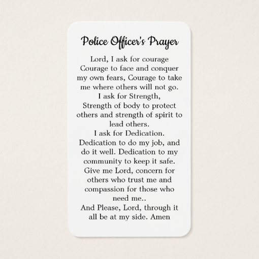 Police Officer Prayer Card Blue Law Enforcement | Zazzle