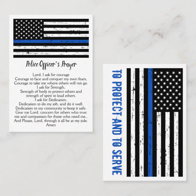 Police Officer Prayer Thin Blue Line Business Card | Zazzle