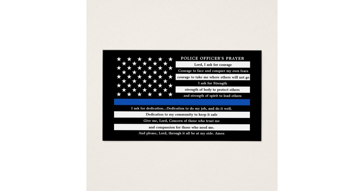 Police Officer Prayer Thin Blue Line Cards | Zazzle