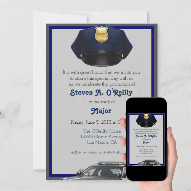 Police Officer Promotion Invitations | Zazzle