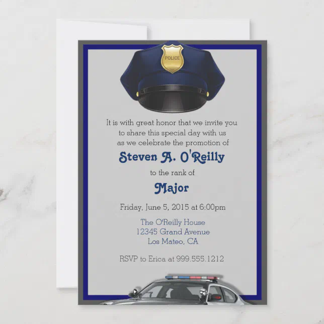 Police Officer Promotion Invitations | Zazzle