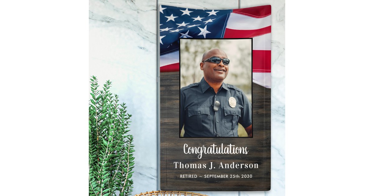 Police Officer Retirement American Flag Party Banner | Zazzle
