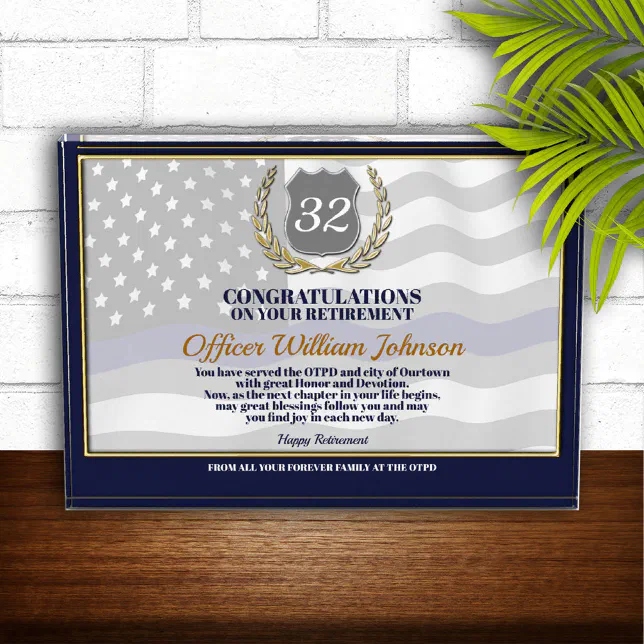 Police Officer Retirement Award | Zazzle