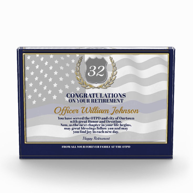 Police Officer Retirement Award | Zazzle