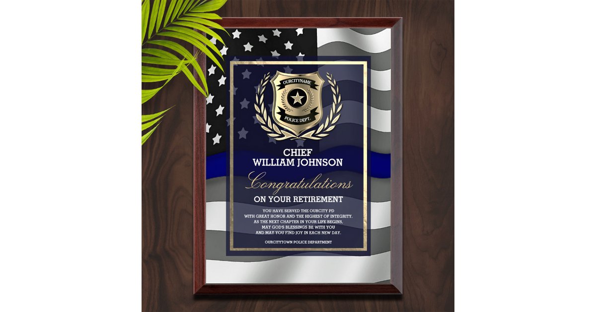 Police Officer Retirement Award Plaque | Zazzle