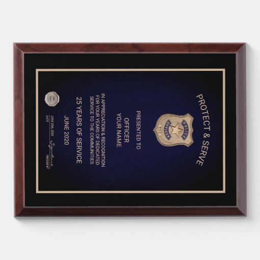 Police Officer Retirement Award Plaque | Zazzle