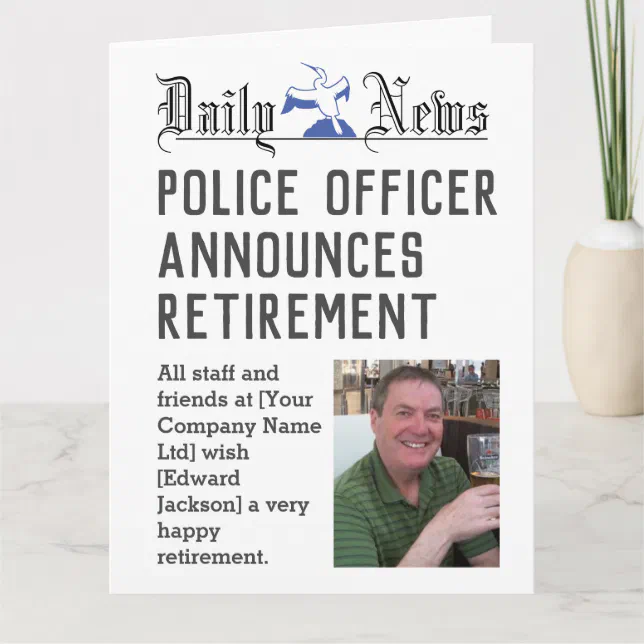 Police Officer Retirement Card to Personalise | Zazzle