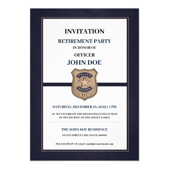 Police Officer Retirement Invitation | Zazzle.com