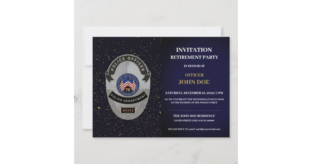 Police Officer Retirement Invitation | Zazzle