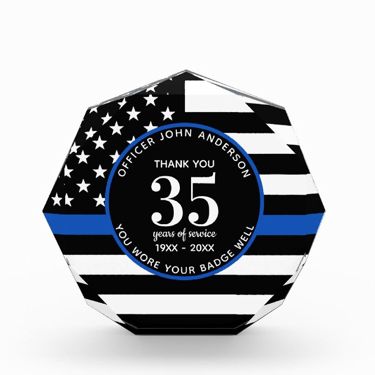 Police Officer Retirement Law Enforcement Service Acrylic Award | Zazzle