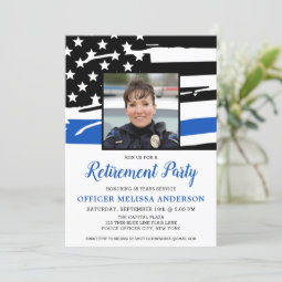 Police Officer Retirement Party Custom Photo Invitation | Zazzle