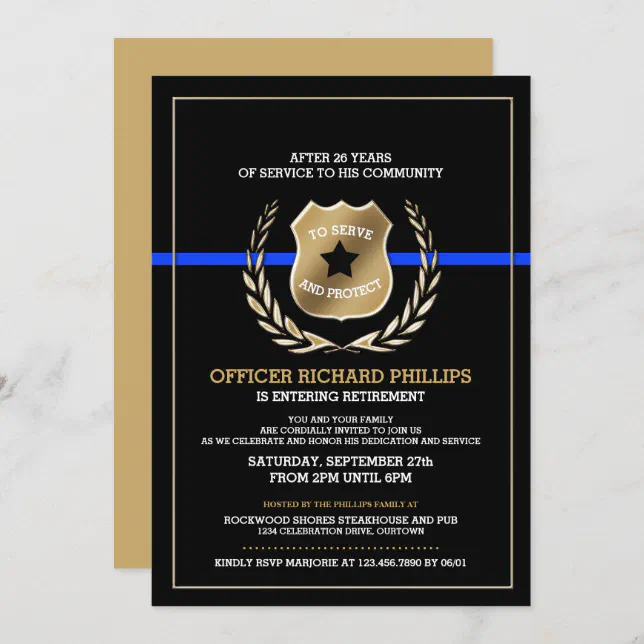 Police Officer Retirement Party Invitation | Zazzle