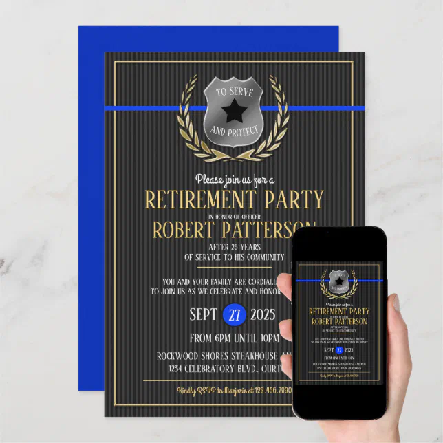 Police Officer Retirement Party Invitations | Zazzle