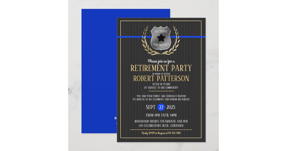 Police Officer Retirement Party Invitations | Zazzle