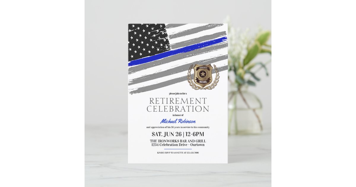 Police Officer Retirement Party Invitations | Zazzle