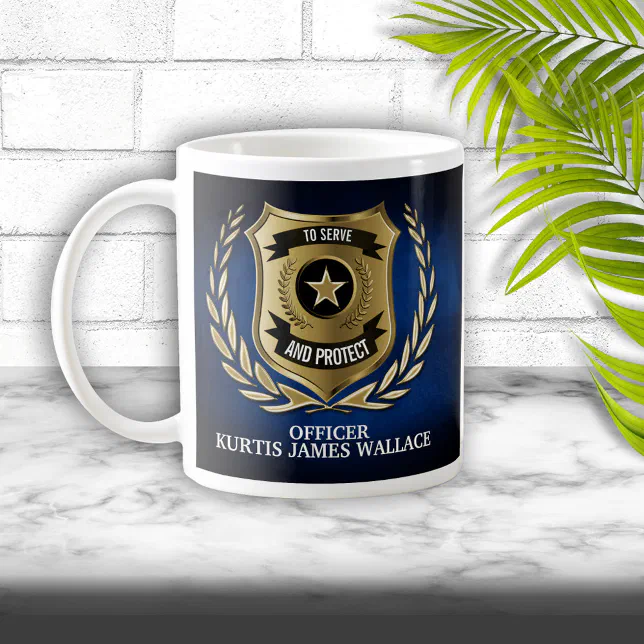 Police Officer Shield Personalized Coffee Mug | Zazzle