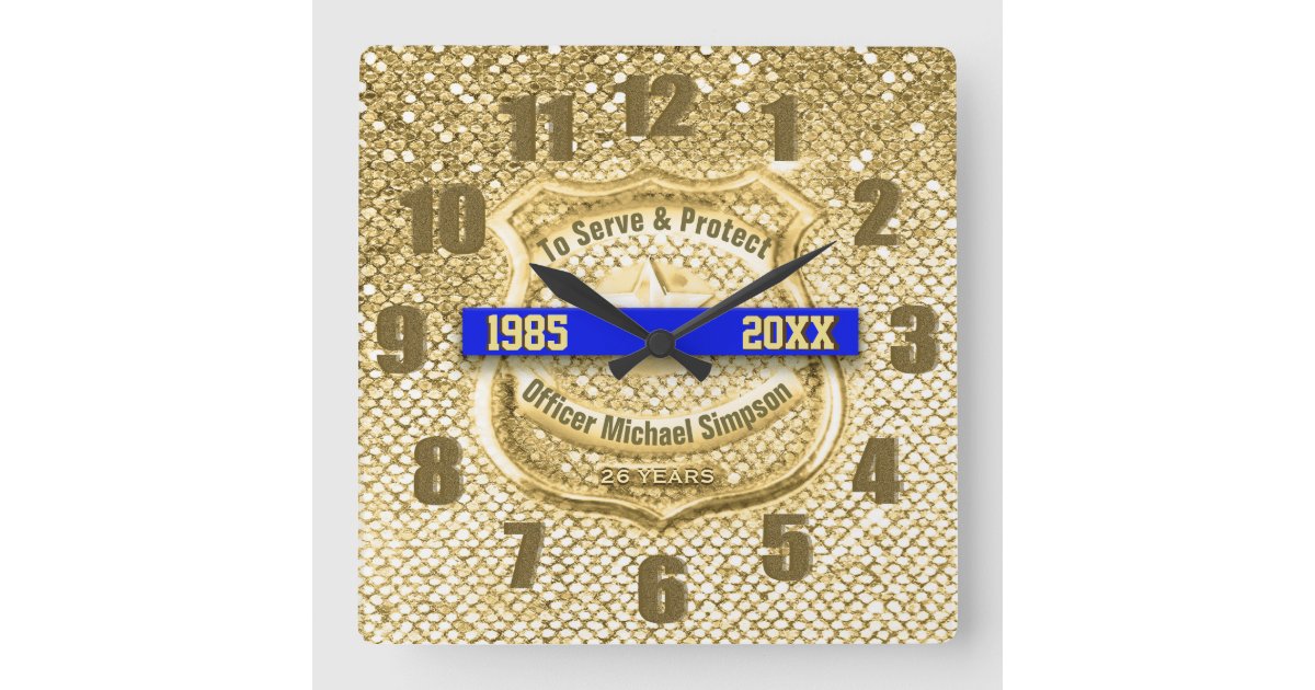 police officer square wall clock | Zazzle