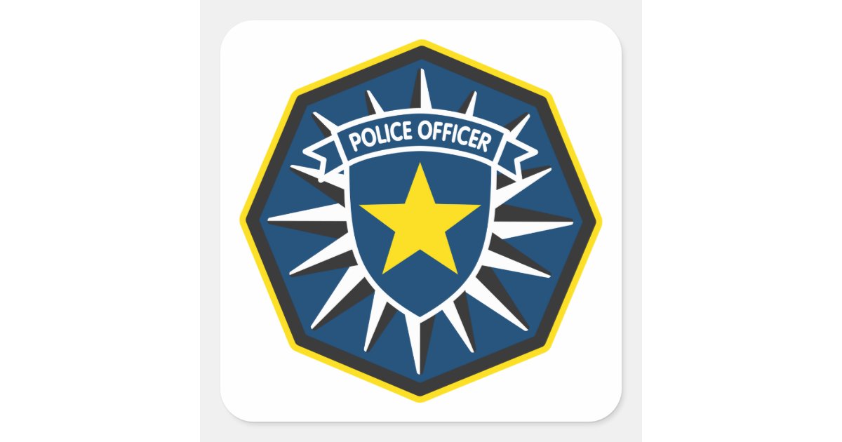 Police Officer Star Square Sticker | Zazzle