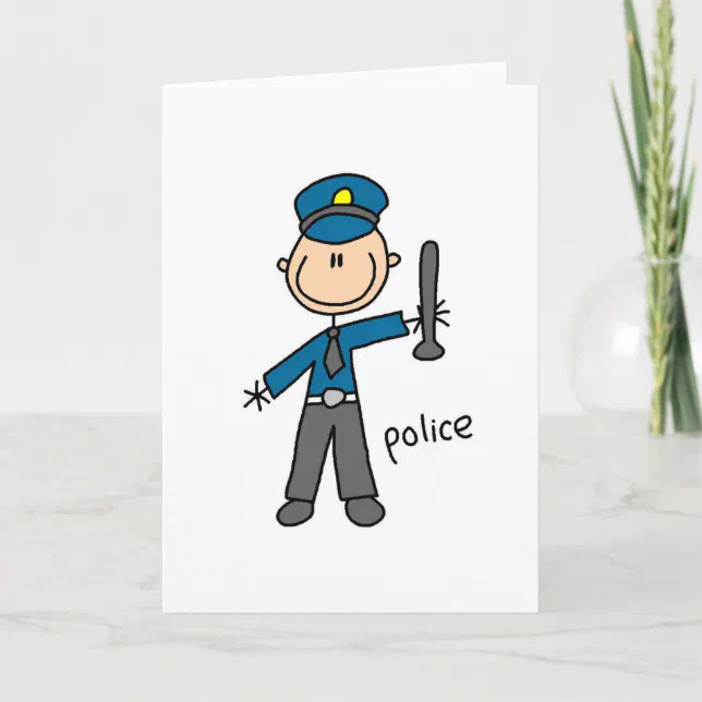 Police Officer Stick Figure Card | Zazzle