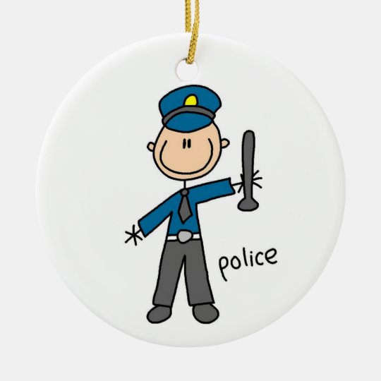 Police Officer Stick Figure Ceramic Ornament | Zazzle.com