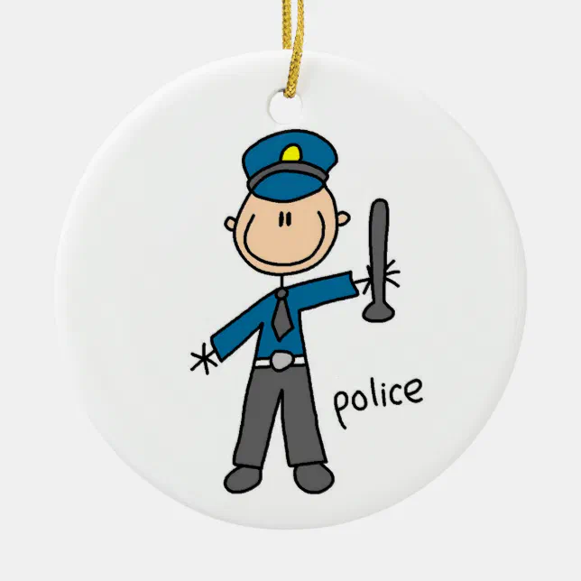 Police Officer Stick Figure Ceramic Ornament | Zazzle