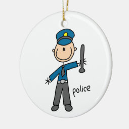 Police Officer Stick Figure Ceramic Ornament | Zazzle